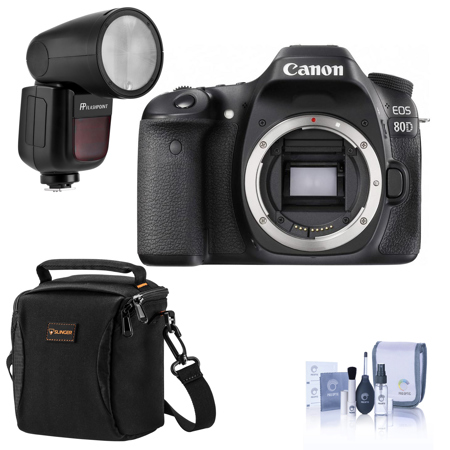 Canon EOS 80D DSLR Body, With FP Zoom Li-o X R2 TTL Round Flash ...