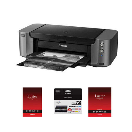Canon PIXMA PRO-10 IJ Printer, Bundle w/10 Ink Pack, 8.5x11" & 13x19 ...