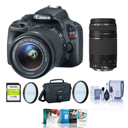 Canon EOS Rebel SL1 DSLR with 18-55mm & 75-300mm Lenses, Bag and ...