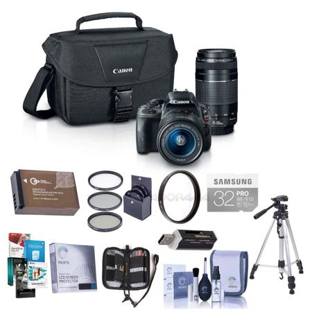 Canon EOS Rebel SL1 DSLR with 18-55mm STM and 75-300mm Lenses and ...