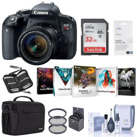 Canon EOS Rebel T7i DSLR with EF-S 18-55mm f/4-5.6 IS STM Lens - Bundle With Camera Case, 16GB ...
