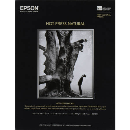 Epson Smooth Matte Cotton Fine Art Paper (17x22"), 25 Sheets S042321