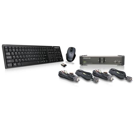 IOGEAR 2-Port DVI KVMP Switch, Wireless Keyboard/Mouse GCS1102-KM1