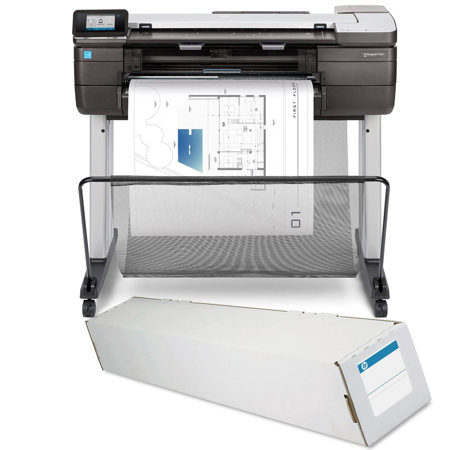 HP DesignJet T830 Large Format Printer, 24" Inkjet with Paper Roll