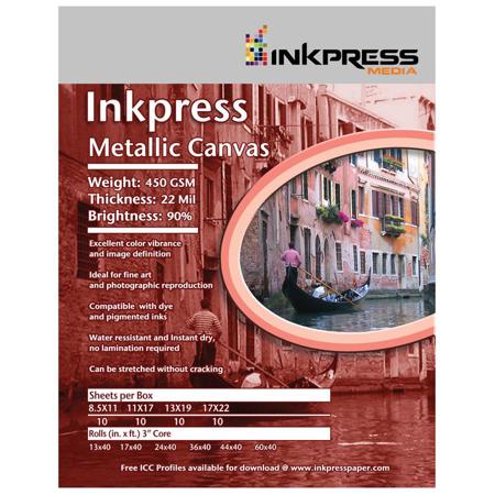 Inkpress Media Metallic Canvas Inkjet Printer Paper, 17x22", 10 Sheets ...