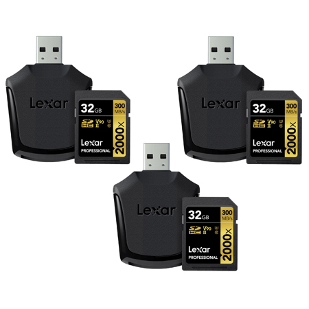 Lexar 3 Pack 32GB Professional 2000x UHS-II U3 SDHC Memory Card ...