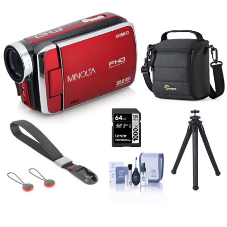 Minolta MN50HD 1080p Full HD 20MP Digital Camcorder RED - With ccessory ...