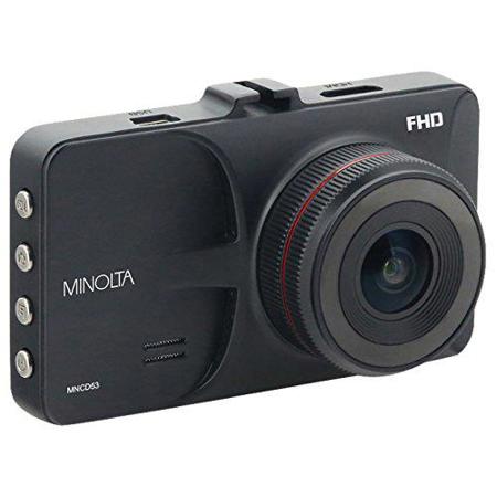 Minolta MNCD53 1080p 12MP Car Dashcam with 3.0" LCD and G-Sensor, Black