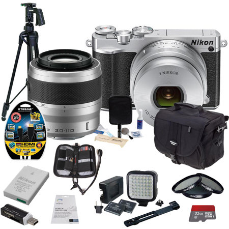 Nikon 1 J5 Mirrorless Camera 2 Lens Kit w/10-30mm & 30-110mm & Pro ...
