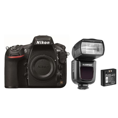 Nikon D810 DSLR Body With Flashpoint Zoom Li-on R2 TTL On-Camera Flash ...