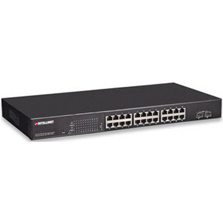 Intellinet 24-Port PoE+ Web-Managed Gigabit Ethernet Switch with 2 SFP ...