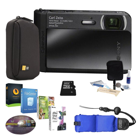 Sony DSC-TX30 Cyber-shot Digital Camera Black with Free Accessory Bundle