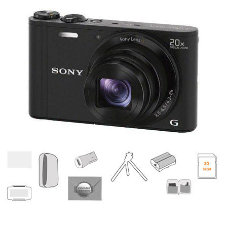 Sony DSC-WX300 Camera, Black, With Advanced Accessory Bundle DSC-WX300/B C