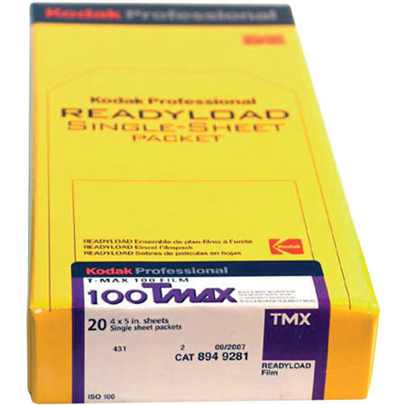 Kodak T-Max 100 Readyload Single Sheet Film Packets, ISO 100, 4 x 5 ...