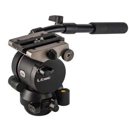 Libec H35 Dual Base Fluid Head with PH-6B Pan Handle, 17.6 lbs Load Capacity H35