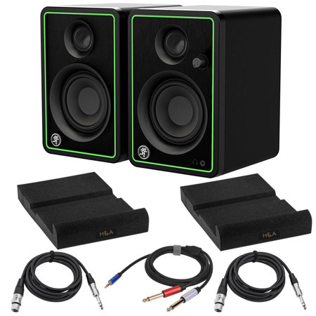 Mackie CR3-XBT 3" Studio Monitors, Pair with 2x Isolation Pads, Cables