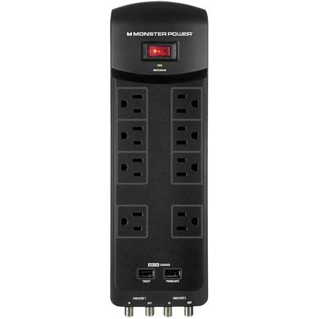 Monster Cable Essentials 8-Outlet 800 AVU Surge Protector, 6' Cord ...