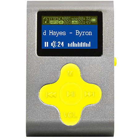 Mach Speed Eclipse Fit Clip 4GB MP3 Player, Silver/Yellow - Adorama