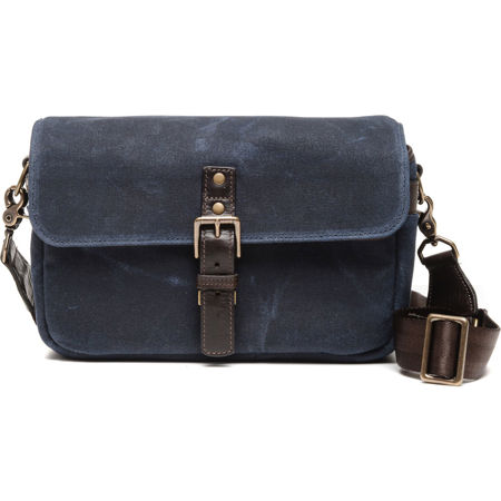 ONA The Bowery Leather/Waxed Canvas Camera Messenger Bag, Oxford Blue