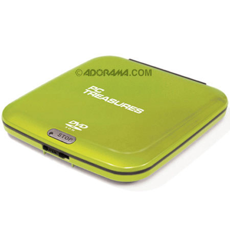 PC Treasures USB External Slim DVD-ROM Drive - Green - Adorama