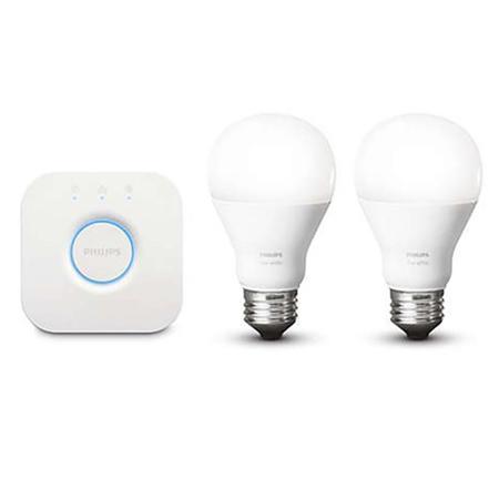 Philips Hue A19 Starter Kit, Includes 2x Single Bulb, Stand-Alone Bridge
