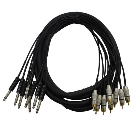 ProX XC-8PR10 10' 8-Channel 1/4" TS to RCA Male Unbalanced Snake XC-8PR10
