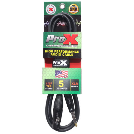 ProX XC-SXF05 5' 1/4" TRS-M to XLR3-F Balanced High Performance Audio ...