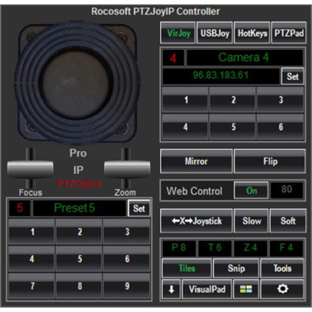 PTZOptics Rocosoft PTZJoy IP Pro Camera Controller Software for Live Production PTZJOY-IP-PRO-LP