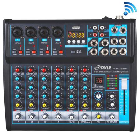 Pyle PMXU83BT 8-Channel Bluetooth 4.0 Studio Mixer and DJ Controller System