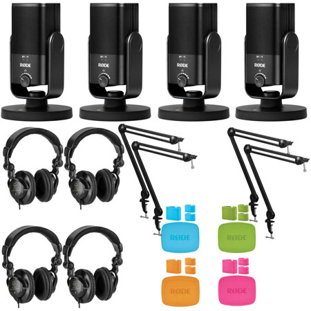 Rode NT-USB Mini USB 4-Mic Set With Broadcast Arm, Headphones, Colored ...
