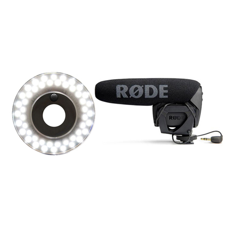 RODE VideoMic Pro Shotgun Microphone with Rotolight RL48-B LED Ring Light