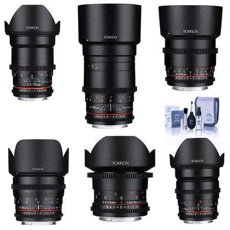 Rokinon 14mm, 24mm, 35mm, 50mm, 85mm & 135mm Cine DS 6-Lens Kit for ...