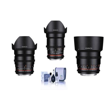 Rokinon 24mm, 35mm & 85mm T1.5 Cine DS 3-Lens Kit for Sony E with Free ...