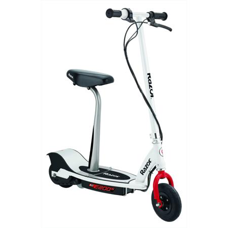 Razor E200S Seated Electric Scooter, 12mph Top Speed, White/Red