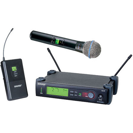 Shure SLX124/85/SM58-L4 Combo Wireless Microphone System with SLX1 Bodypack Transmitter, SLX2 ...