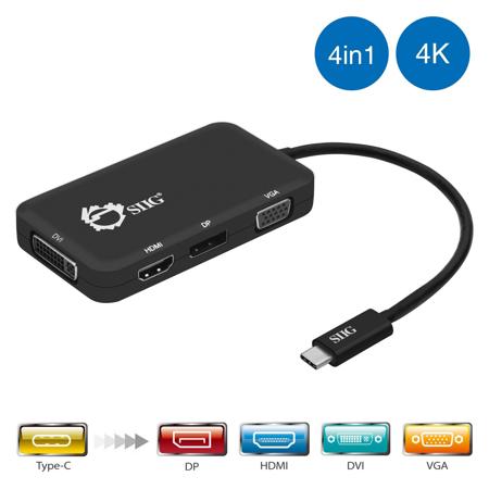 SIIG USB-C to 4-in-1 Multiport Video Adapter, DVI/VGA/DP/HDMI CB-TC0611-S1