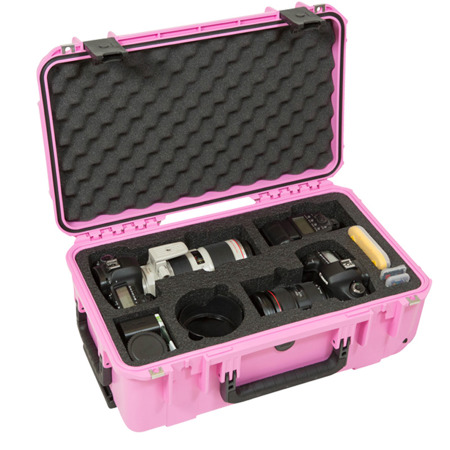 SKB iSeries Injection Molded Waterproof Cases for 2 DSLR with Lenses, Pink