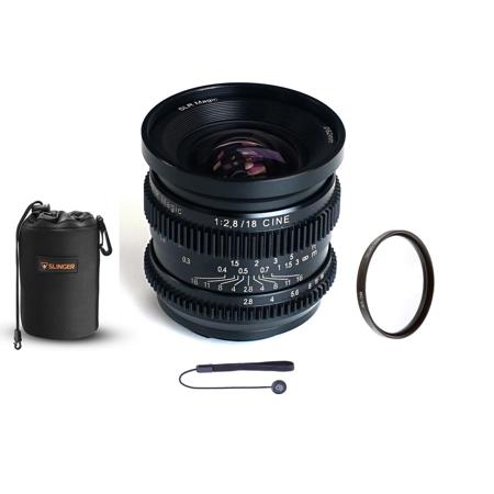 SLR Magic 18mm f/2.8 FF Cine Lens (Sony E Mount)W/52mm UV Filter/Lens ...