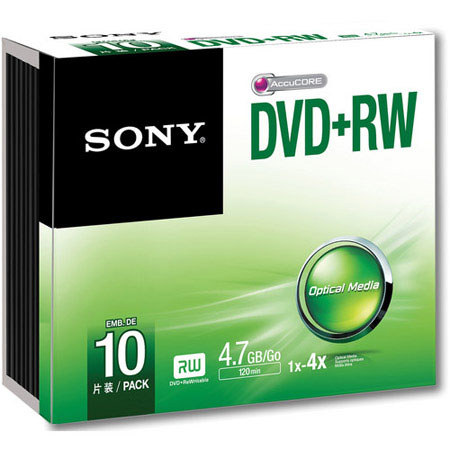 Sony DVD+RW 4.7GB Storage Media Disc, 10-Pack 10DPW47SS - Adorama