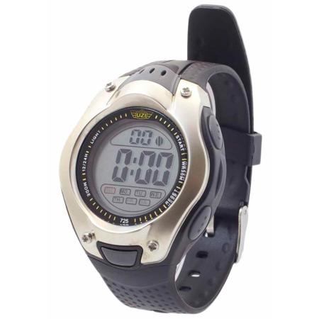 UZI W-725 Digital Sport Men's Watch with Rubber Strap, Black/Silver