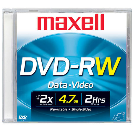 Maxell DVD-RW 4.7GB Rewritable 2x Recordable DVD Disc with Jewel Case ...