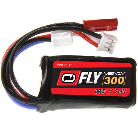Venom Fly 30C 2S 300mAh 7.4V LiPo Battery with JST and E-Flite JST-PH ...