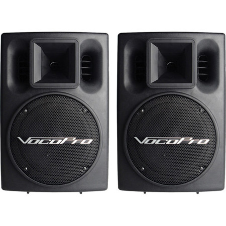 VocoPro PV-802 400W Professional Powered Stereo Vocal Speakers, Pair PV802