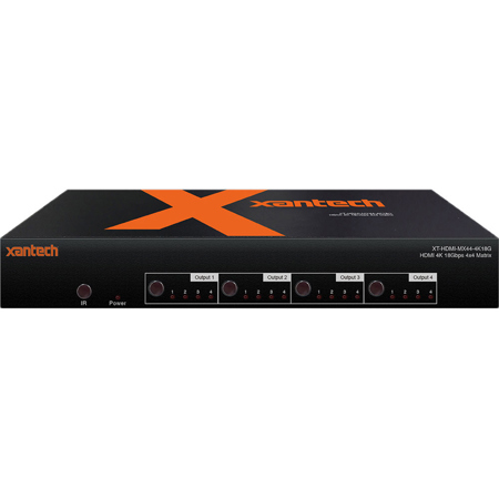 Xantech HDMI 2.0 4x4 Matrix Switcher with Audio Breakout and EDID ...