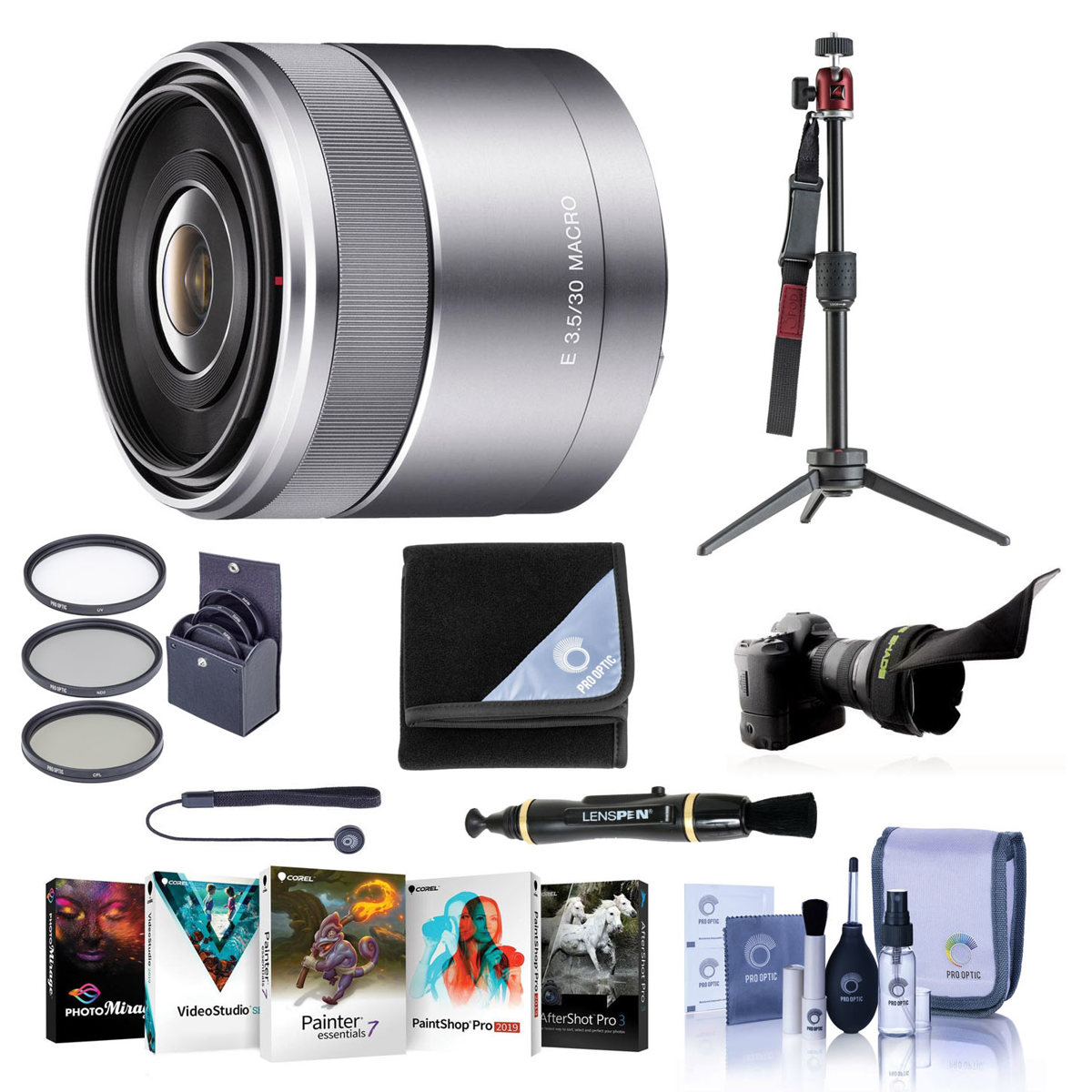 Sony E 30mm f/3.5 Lens for Sony E, Silver, Bundle with Ulanzi MT-11 ...