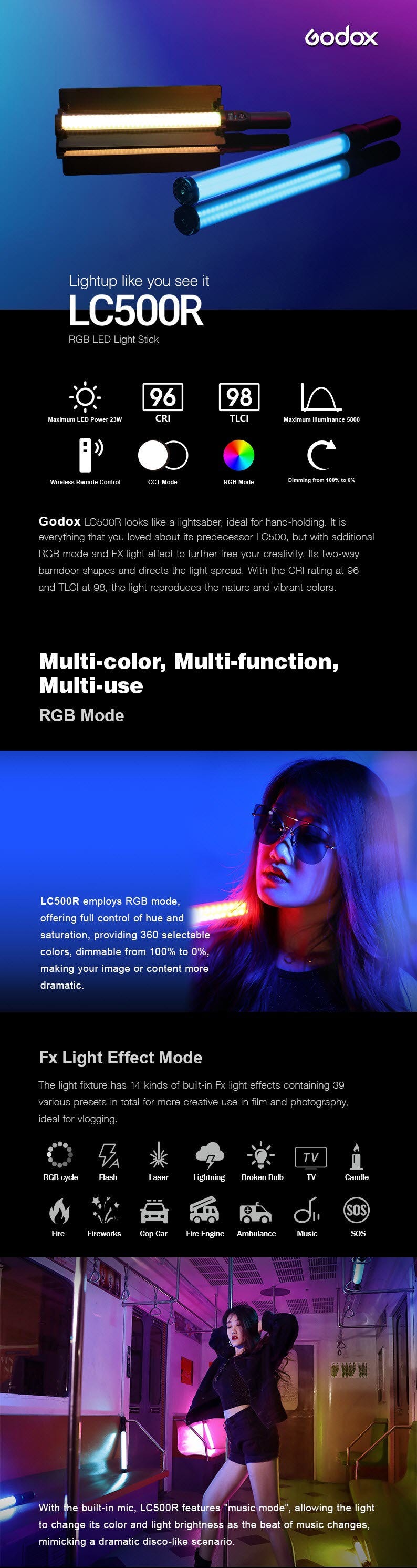 Godox LC500R RGB LED Light Stick LC500R - Adorama