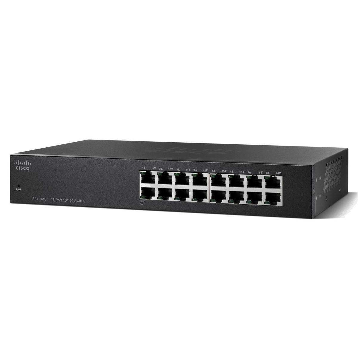 CISCO SF110-16 16-PORT 10/100 Desktop Rack-Mountable Unmanaged Switch # ...